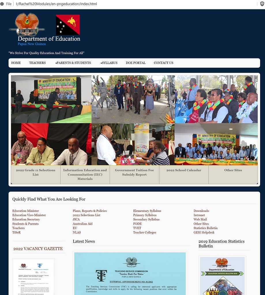 PNG Education website zip module for Rachel users - South Pacific ...