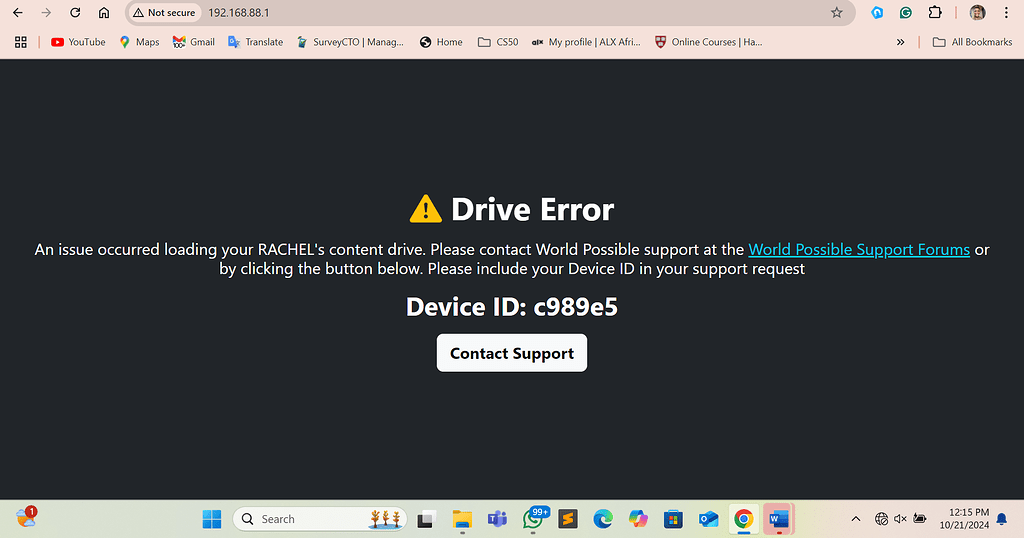 RACHEL Content Drive error - RACHEL 4.0 (2021 to Sep 2024) - World ...