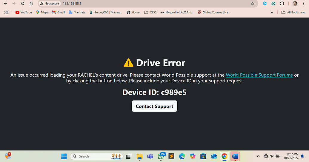 RACHEL Content Drive error - RACHEL 4.0 (2021 to Sep 2024) - World ...
